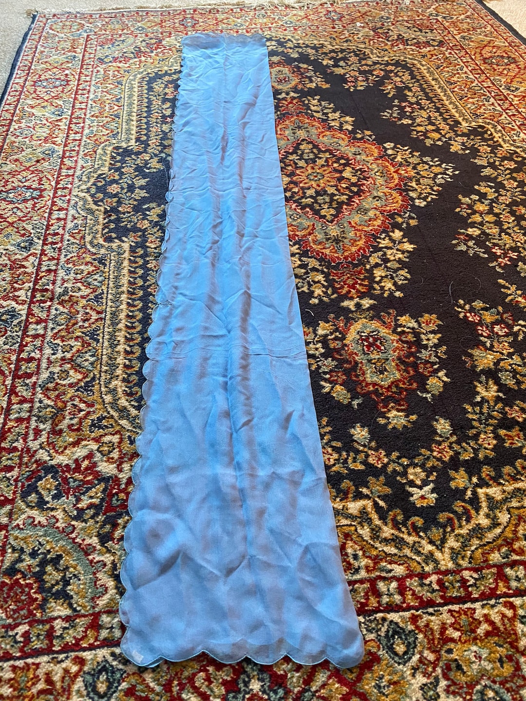 Vintage Long Silk Scarf, Periwinkle Blue - Etsy