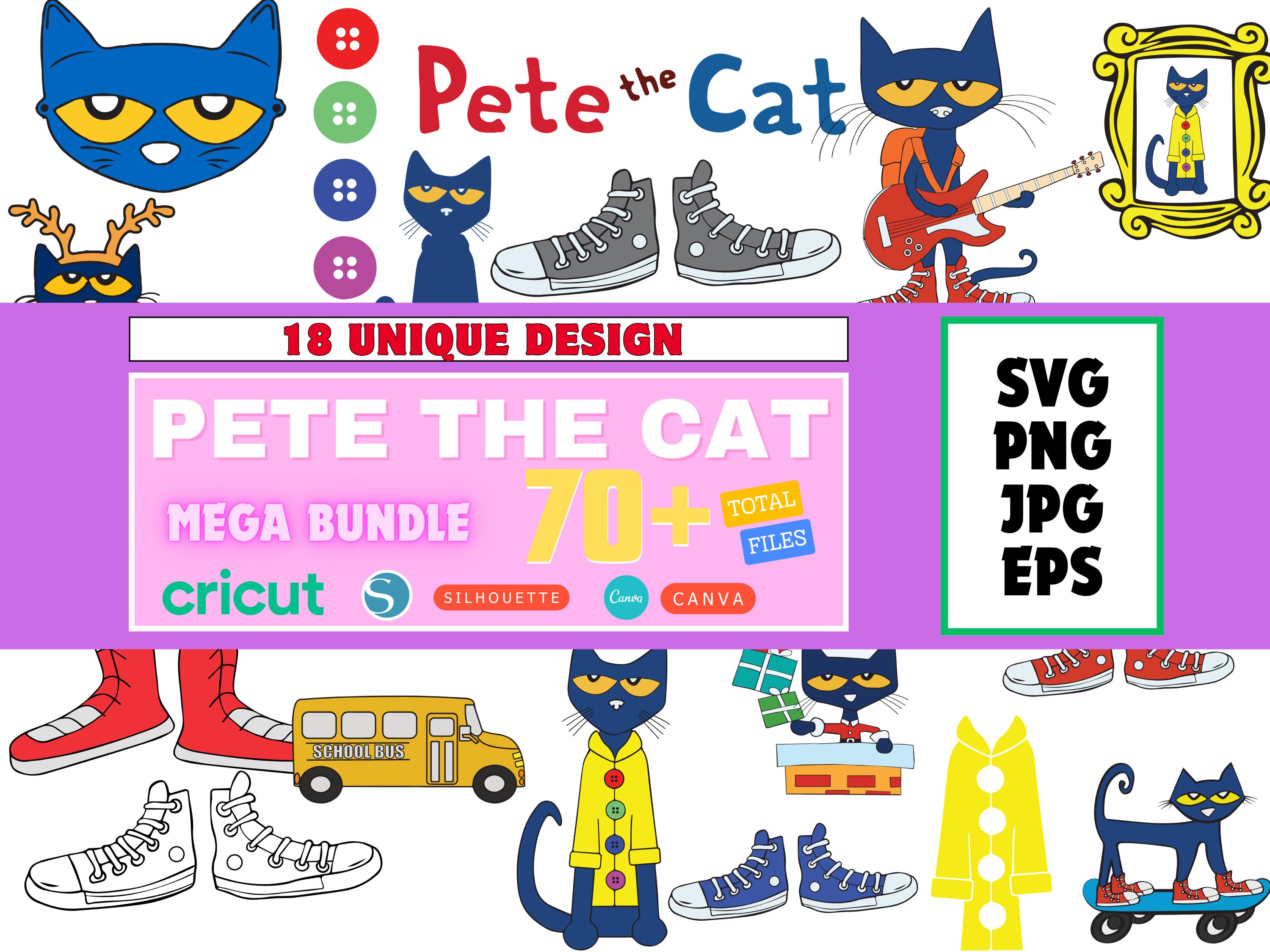 Pete the Cat SVG Vector Bundle, Cricut & Silhouette Cut File - Etsy