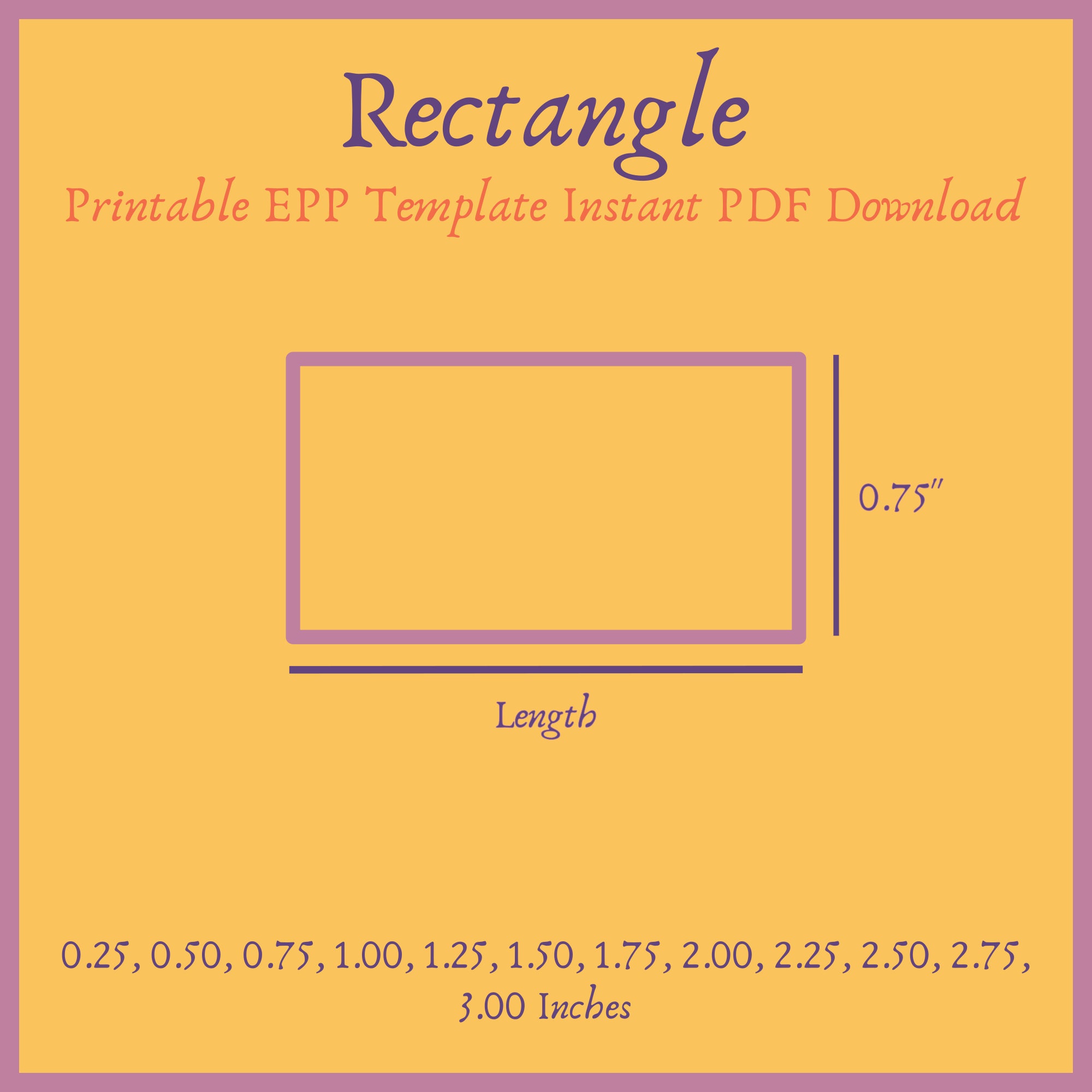 Printable 0.75 Inch Rectangle EPP Template Instant PDF - Etsy