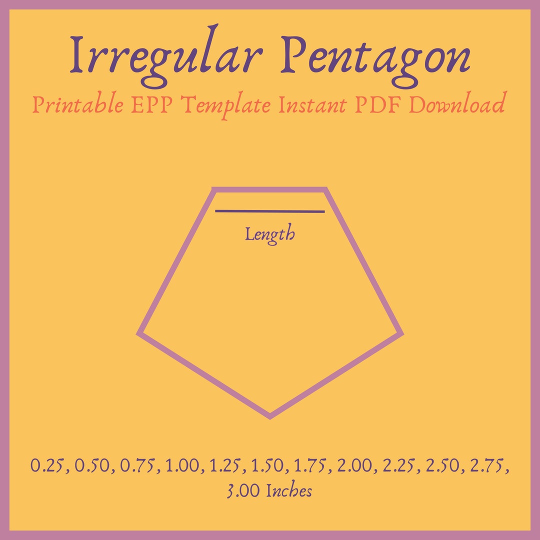 Printable Irregular Pentagon EPP Template PDF Instant Download - Etsy