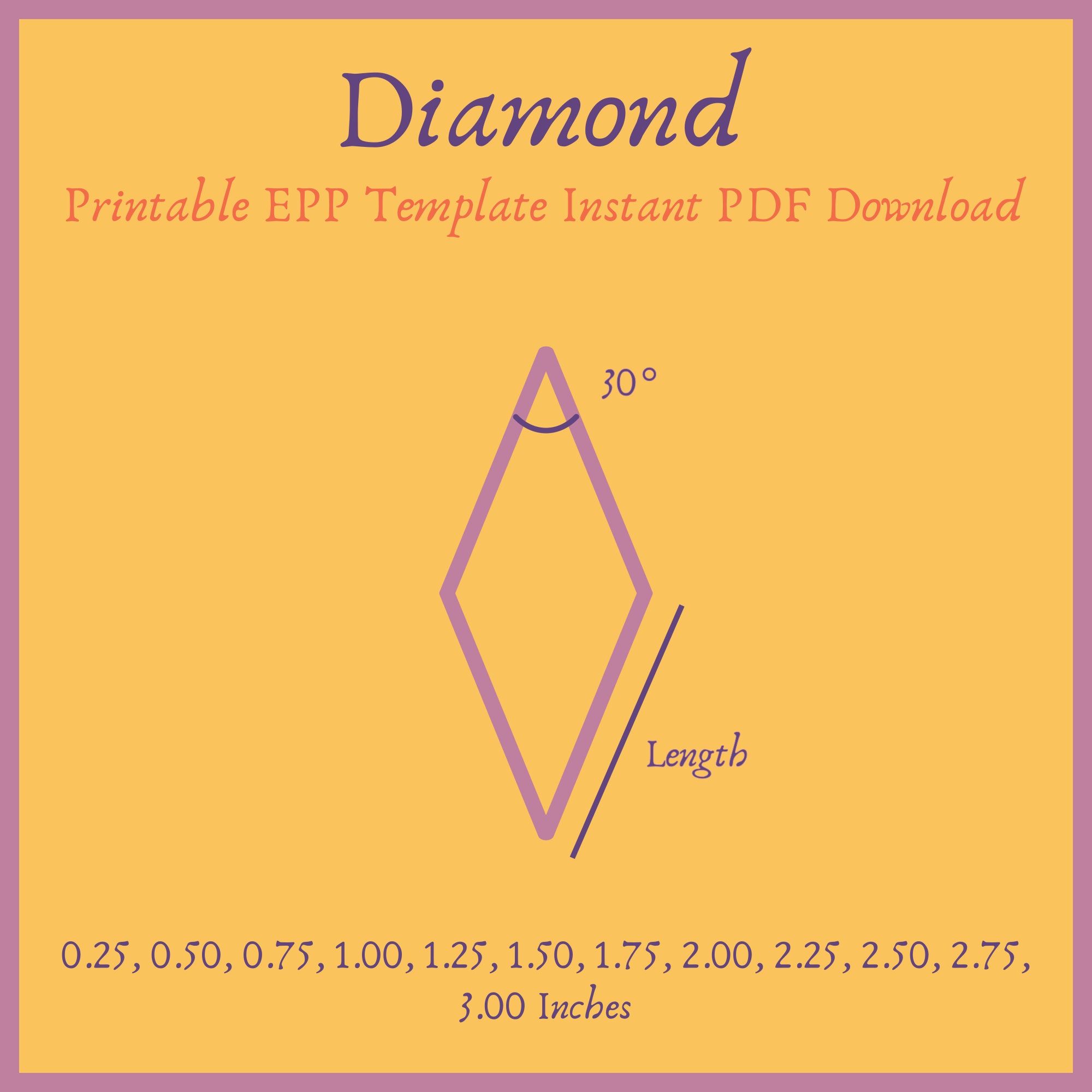 Printable 30 Degree Diamond EPP Template Instant PDF Download - Etsy
