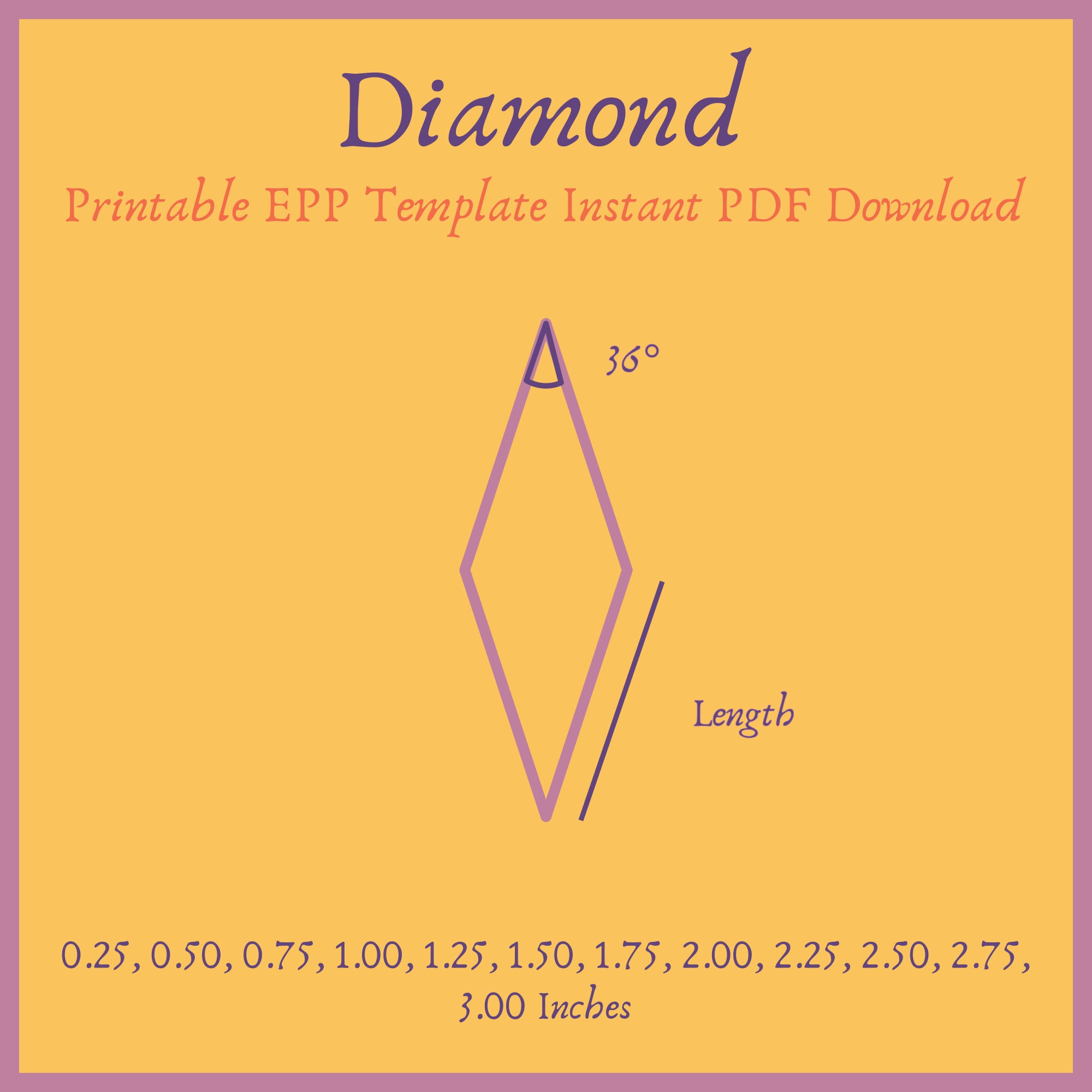 Printable 36 Degree Diamond EPP Template Instant PDF Download - Etsy