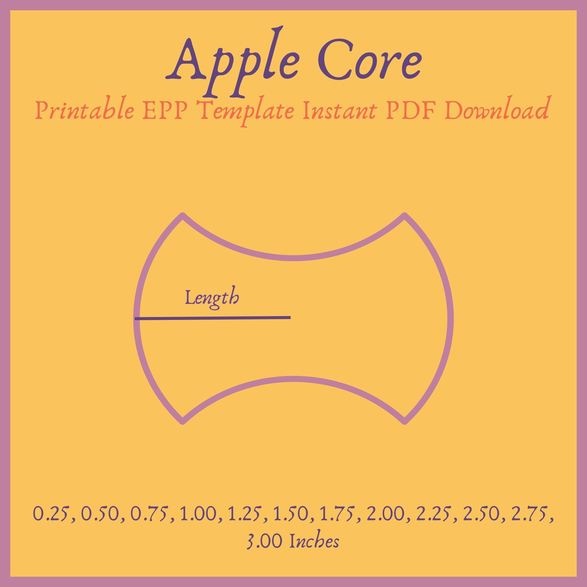 Printable Applecore EPP Template Instant PDF Download - Etsy