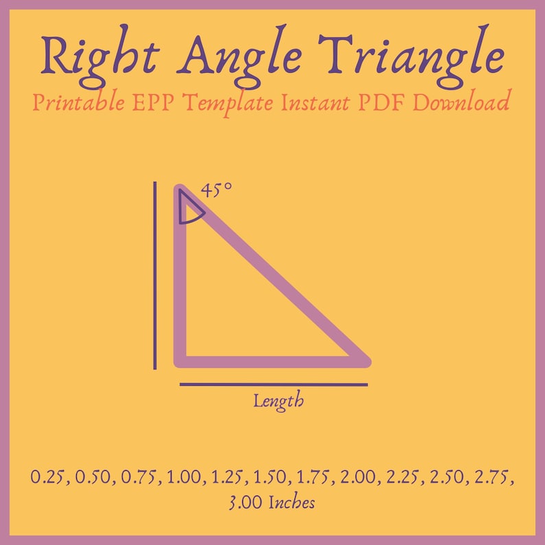 Printable Half Square Triangle EPP Template Instant PDF - Etsy
