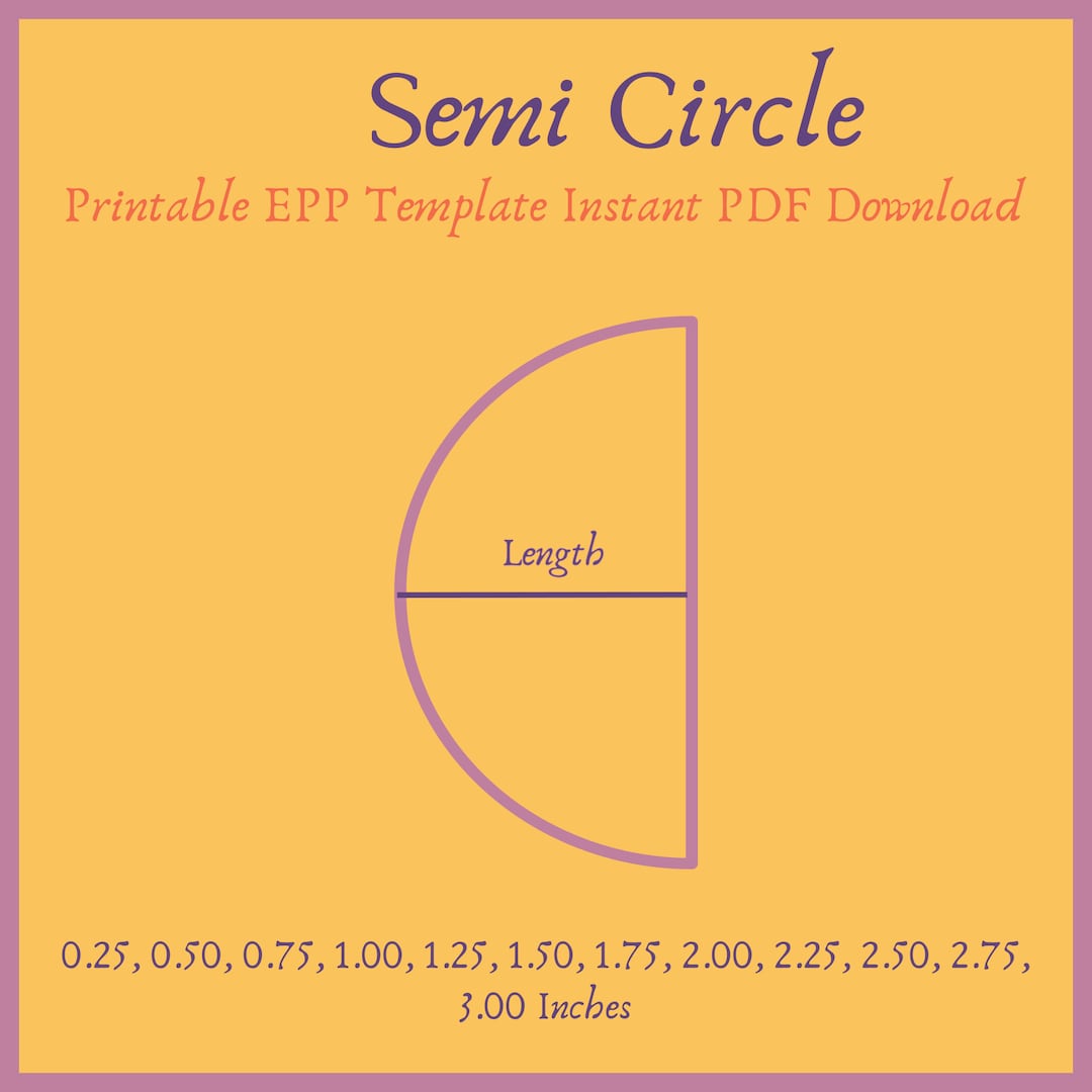 Printable Semi Circle EPP Template Instant PDF Download - Etsy
