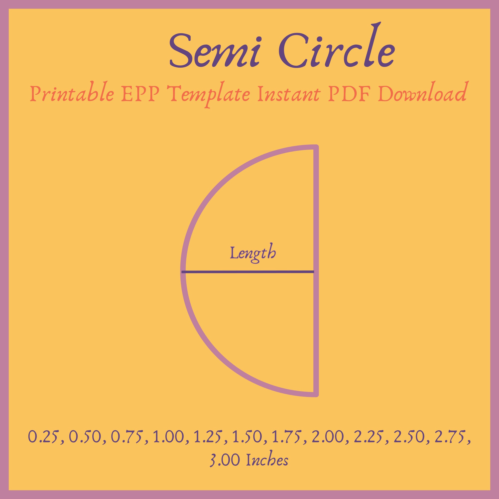 Printable Semi Circle EPP Template Instant PDF Download - Etsy