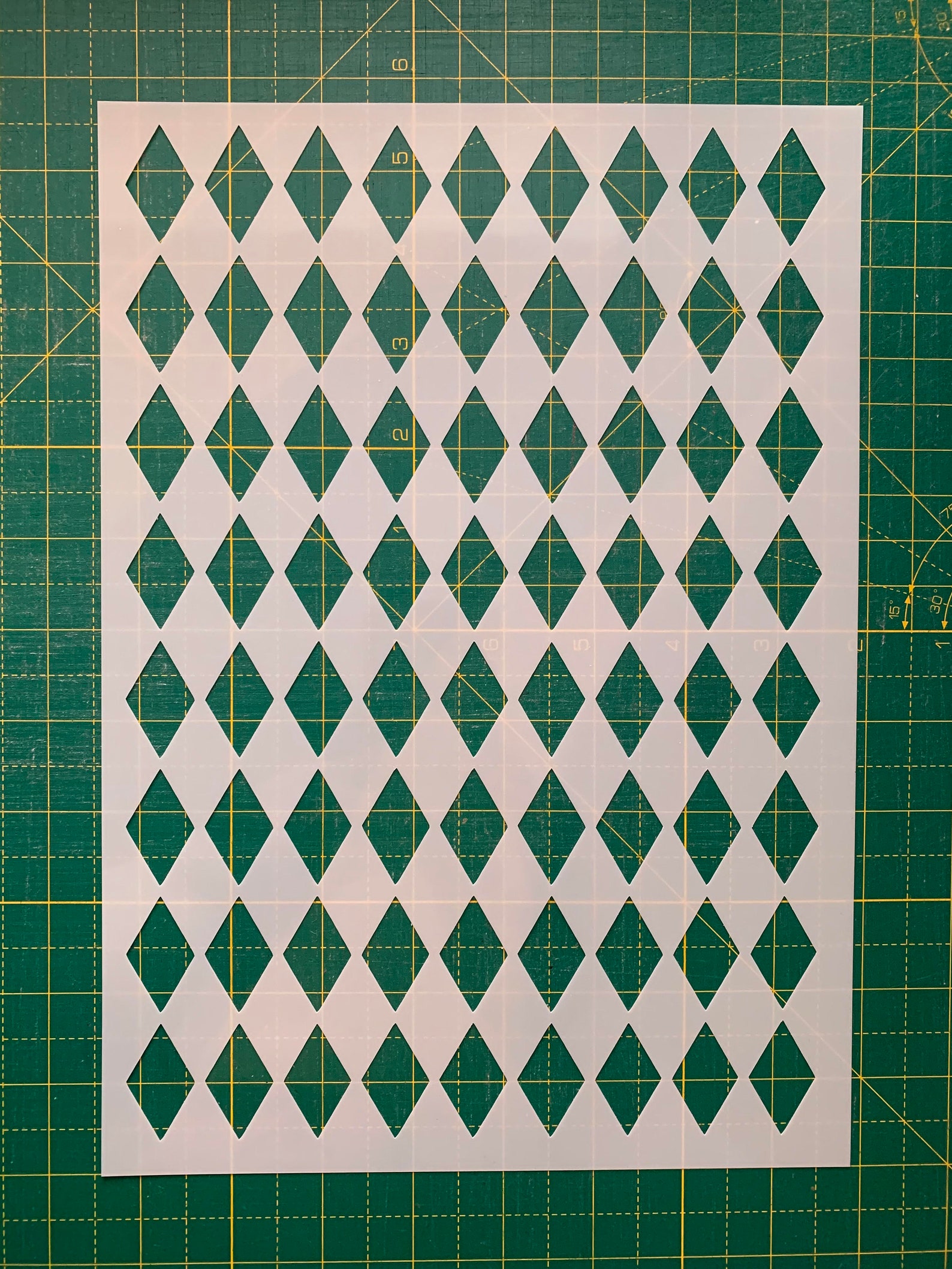 Harlequin Diamond 60 Degree A4 Stencil 190 Micron Mylar Mixed Media Art ...