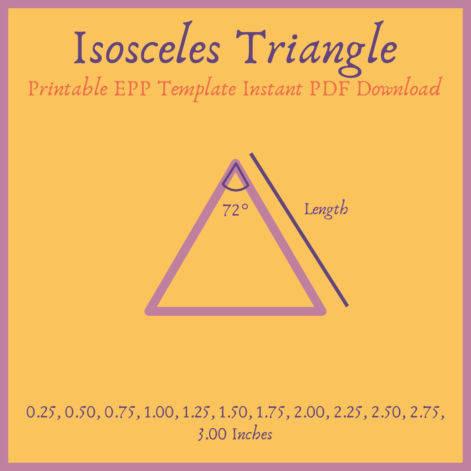 Printable 72 Degree Isosceles Triangle EEP Template Instant PDF ...