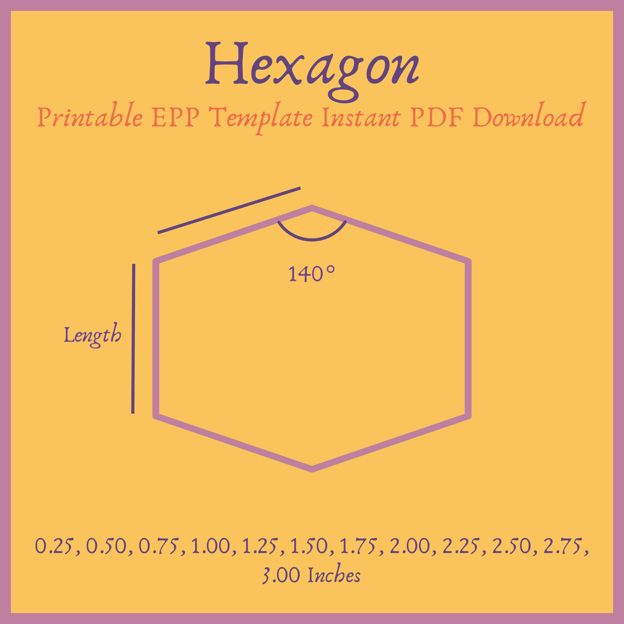 Printable 140 degree Hexagon Coffin EPP Template Instant PDF | Etsy