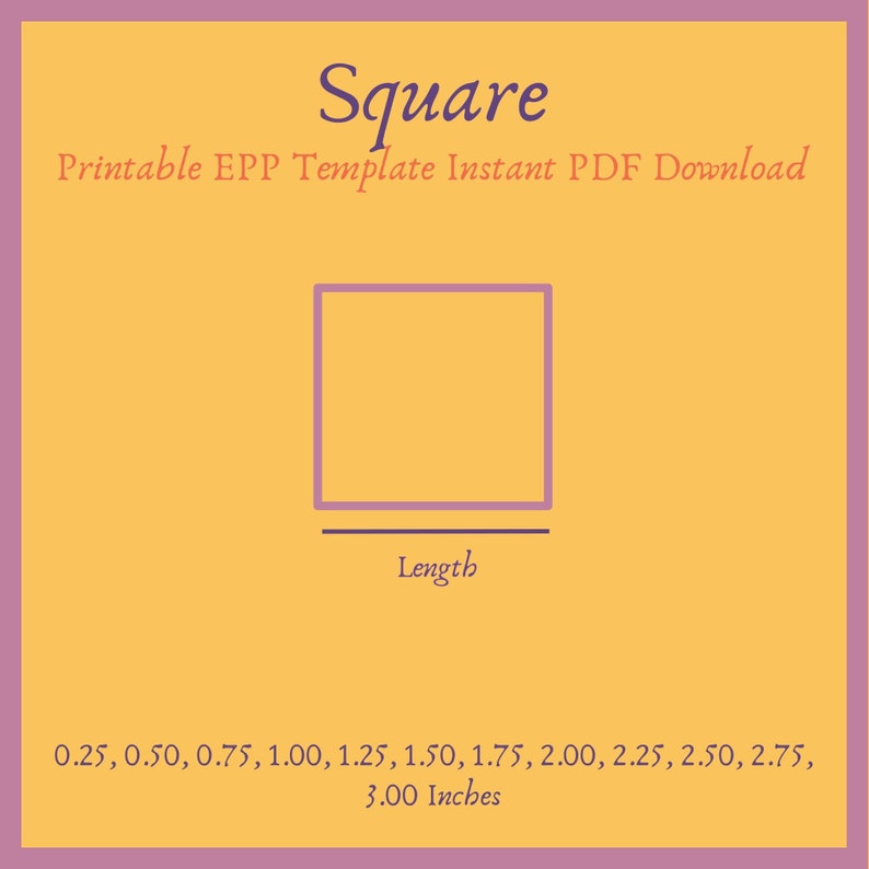 Printable Square EPP Template PDF Instant Download - Etsy
