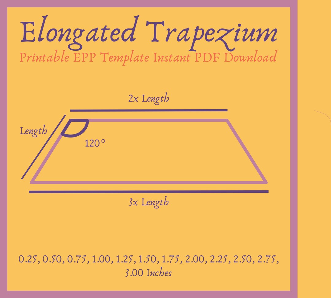 Printable Elongated Trapezium EPP Template Instant PDF Download - Etsy