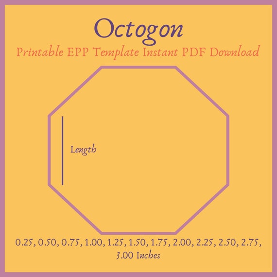 Printable Octagon EPP Template Instant PDF Download | Etsy