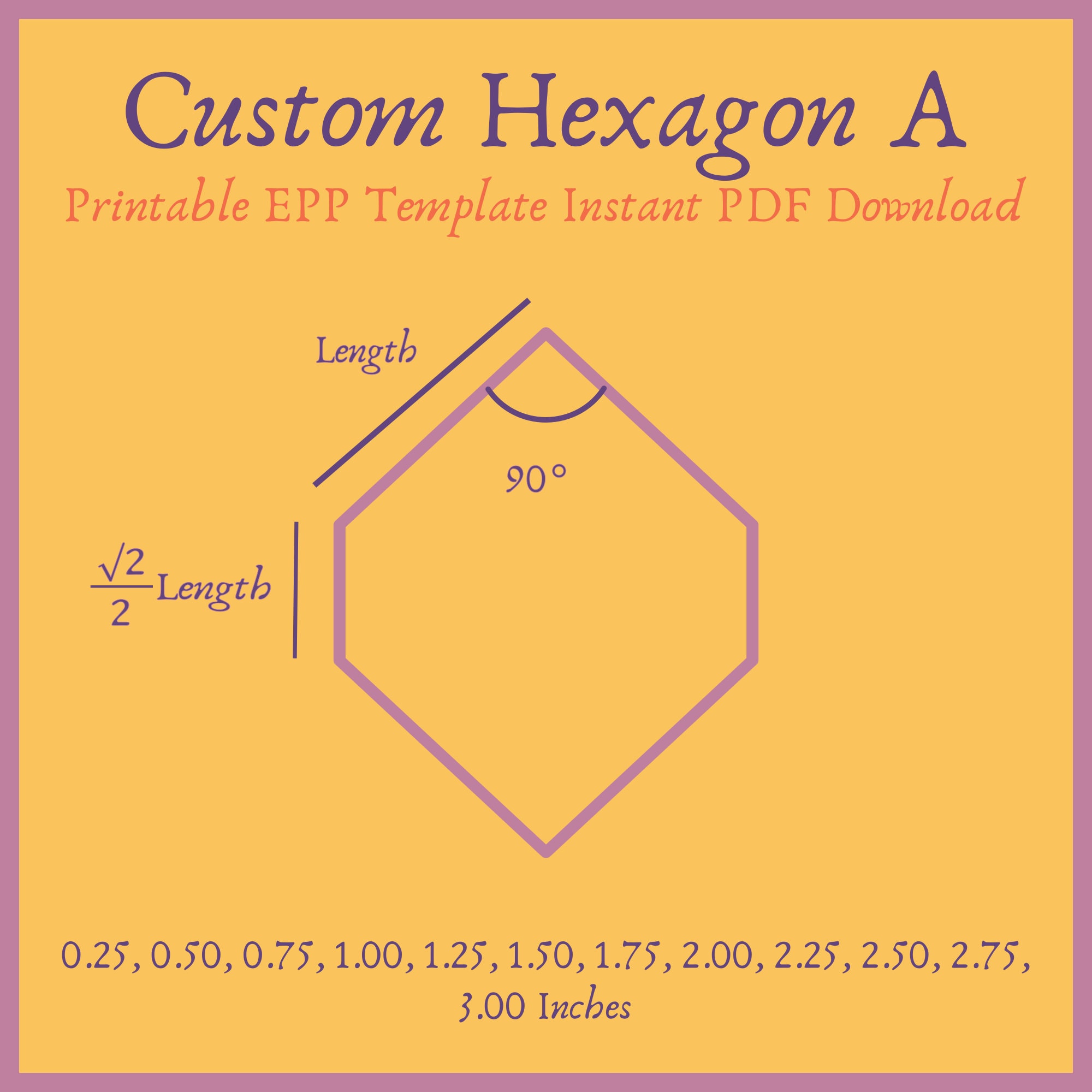 Printable Custom 90 Degree Hexagon A Honeycomb EPP Template Instant PDF ...
