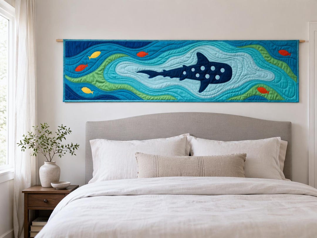 Whale Shark Quilt Pattern PDF, Ocean Wandbehang Raw Edge Applikation ...