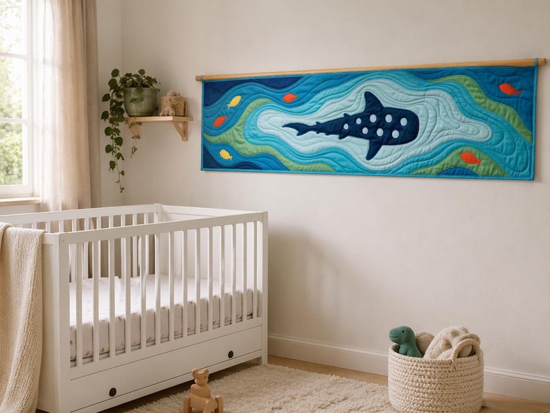Whale Shark Quilt Pattern PDF, Ocean Wandbehang Raw Edge Applikation ...