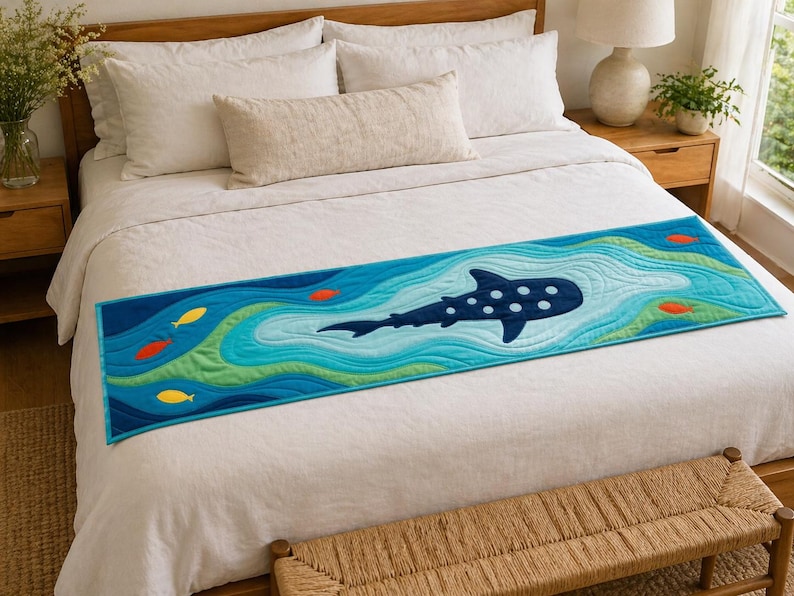 Whale Shark Quilt Pattern PDF, Ocean Wandbehang Raw Edge Applikation ...