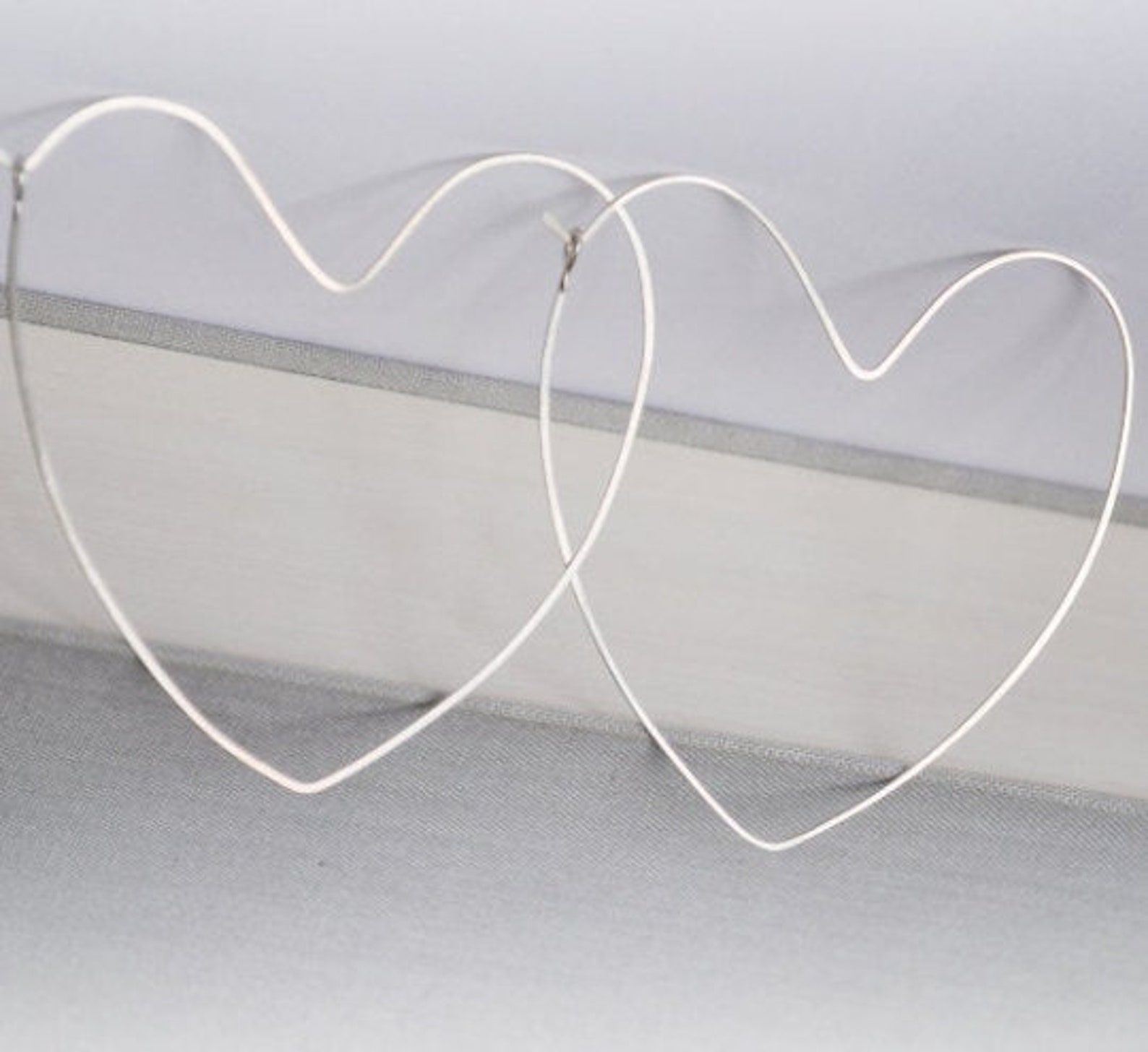 Large Heart Hoop Earrings Sterling Silver Fancy Hoops Lightweight Heart ...