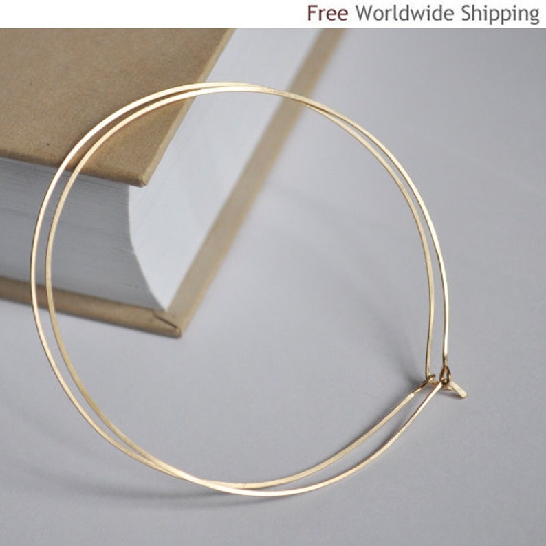 14k Gold Filled Hoop Earrings Medium Hammered Hoops Flat - Etsy