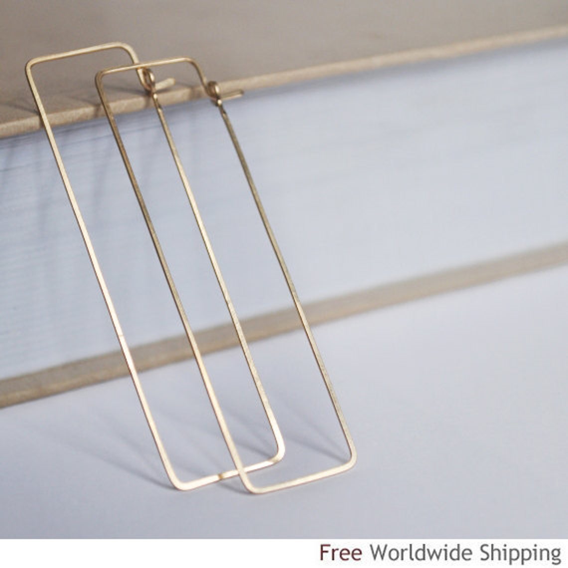 Rectangle Hoop Earrings Sterling Silver Modern Earrings Thin - Etsy