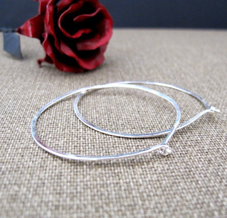 Sterling Silver Flat Hoop Earrings Lightweight Hoops Thin Hoops Flat Hoops Modern Earrings ...
