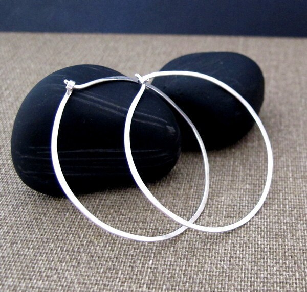 Sterling Silver Flat Hoop Earrings Lightweight Hoops Thin Hoops Flat ...