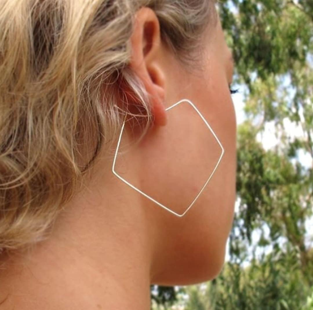 Geometric Hoop Earrings Unique Hoops 925 Sterling Silver Geometric ...
