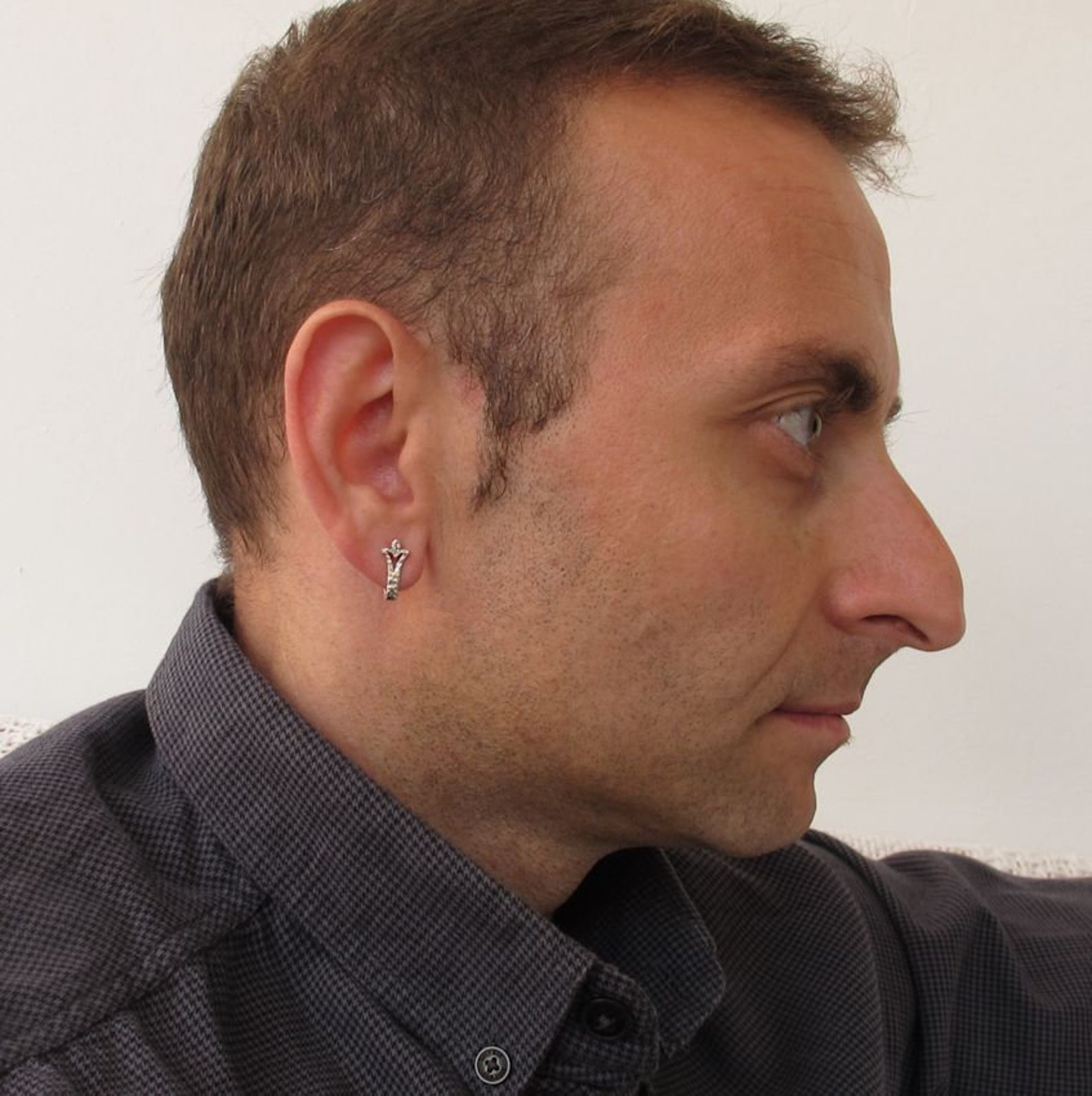 Single Mens Earring Mens Stud Earring Sterling Silver - Etsy