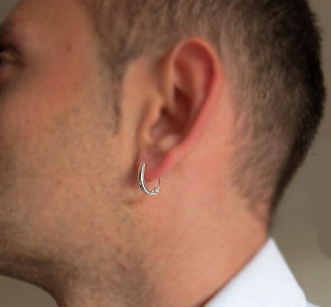 15mm Großer Ovaler Ohrring für Männer 925 Sterling Silber - Etsy.de