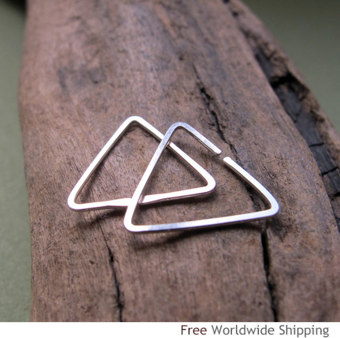 Small Triangle Hoop Earrings Sterling Silver Cartilage - Etsy