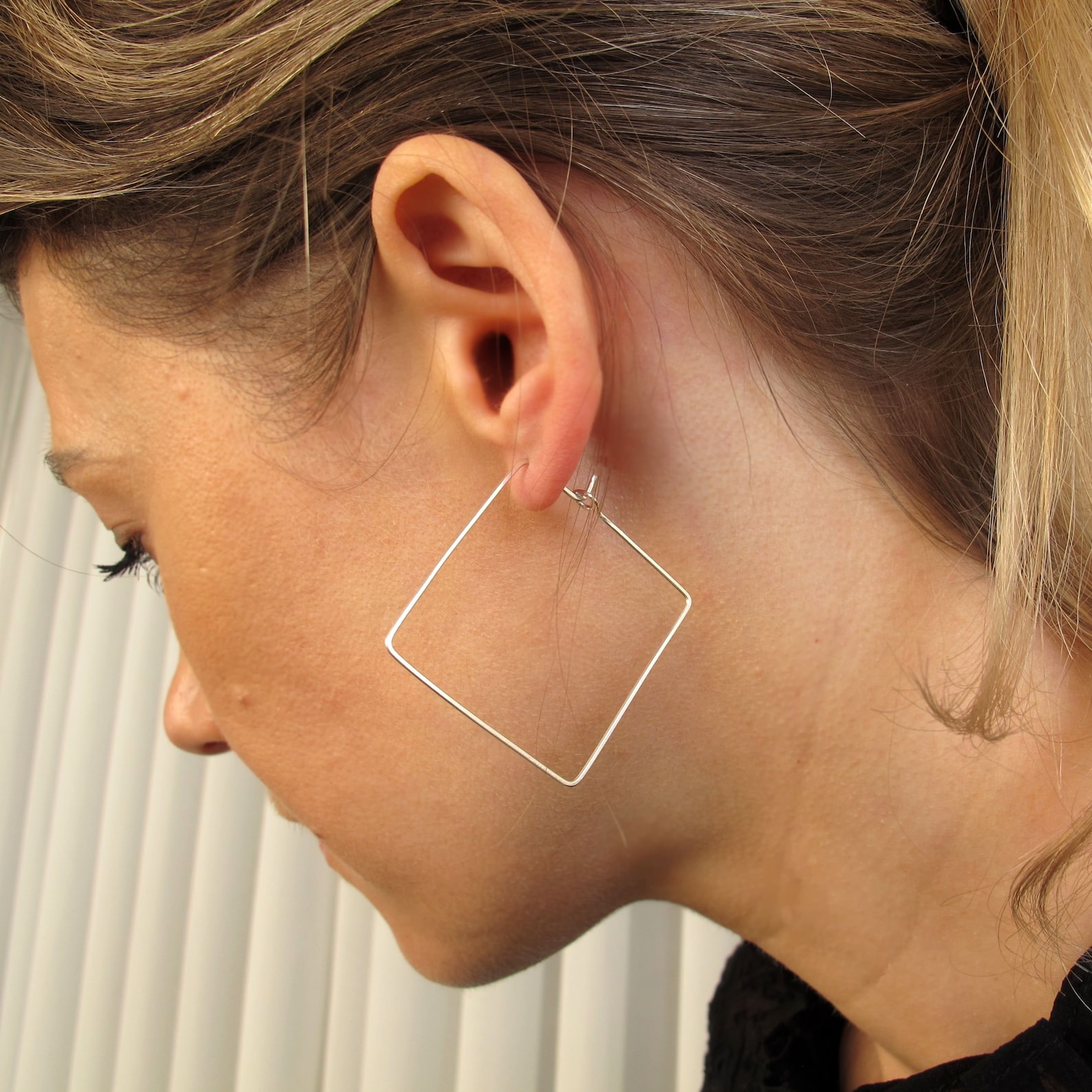 Sterling Silver Square Hoop Earrings. Elegant Medium Squared - Etsy