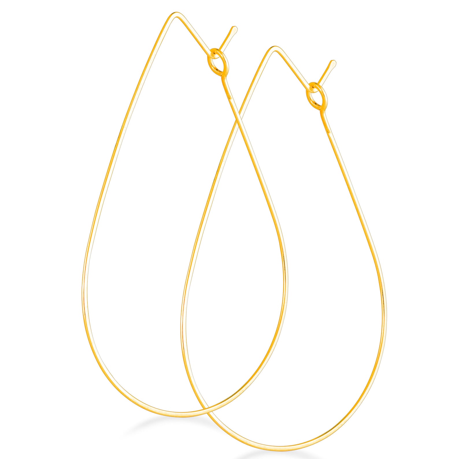 Gold Teardrop Hoop Earrings Elegant Tear Drop Hoops 2.5 Inch Gold ...