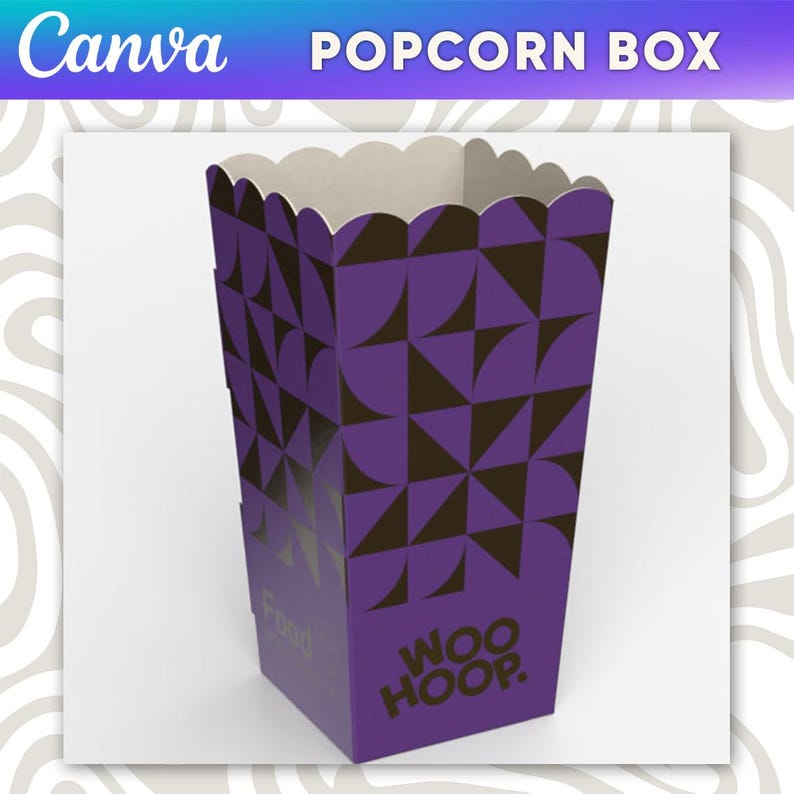 Popcorn Box Canva Template – Editable Party Snack Packaging Design - Etsy