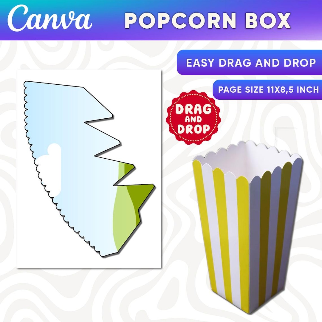 Popcorn Box Canva Template – Editable Party Snack Packaging Design - Etsy