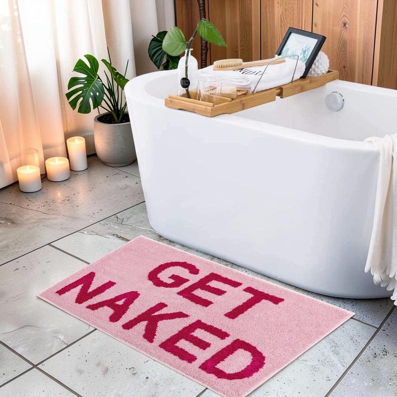 Pink Get Naked Badematte, lustiger Badezimmerteppich, ästhetische ...