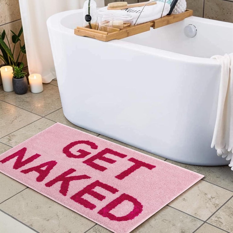 Pink Get Naked Badematte, lustiger Badezimmerteppich, ästhetische ...