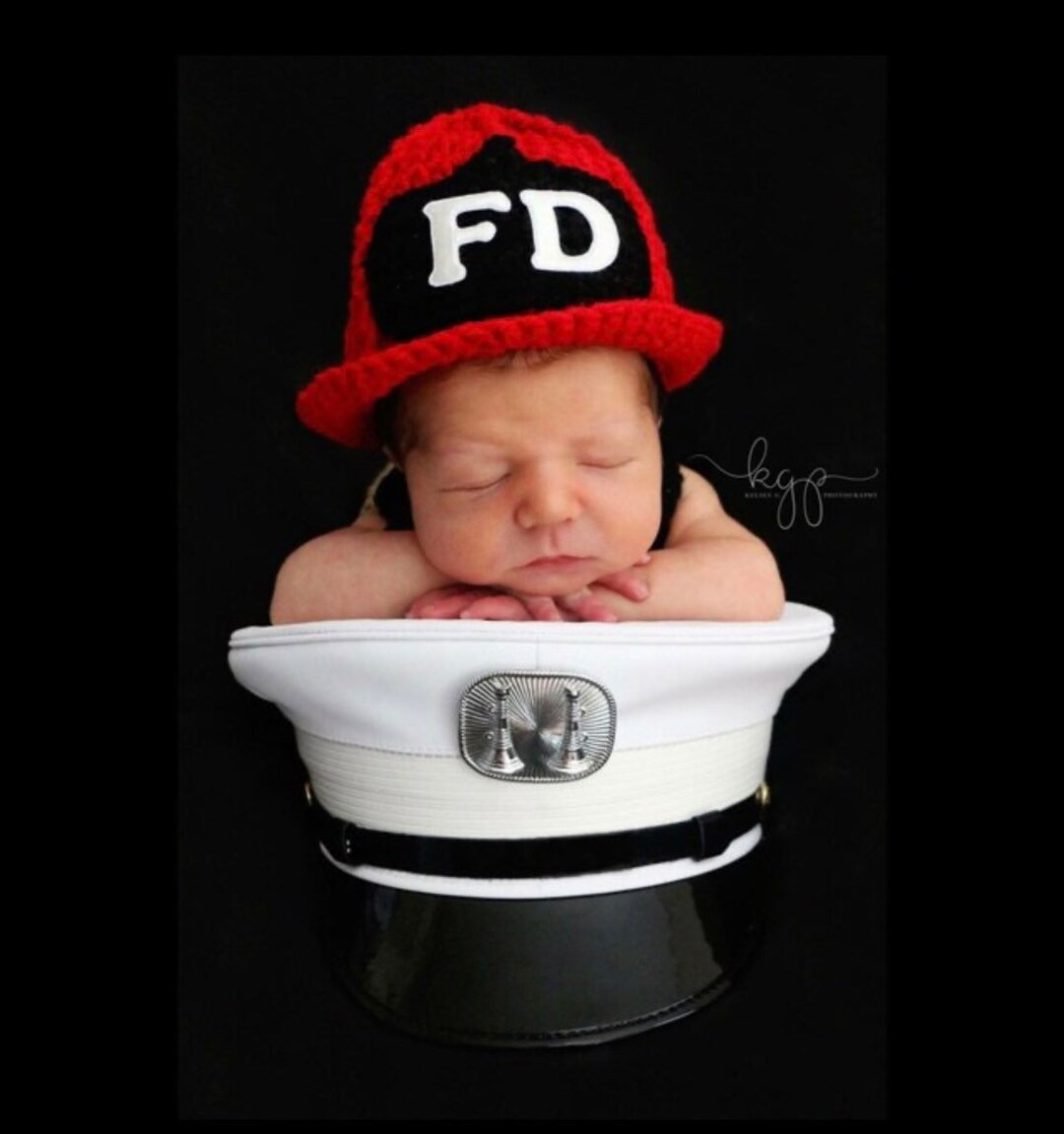 Baby Fireman Hat - Baby Firefighter Hat - Firefighter Baby Shower ...