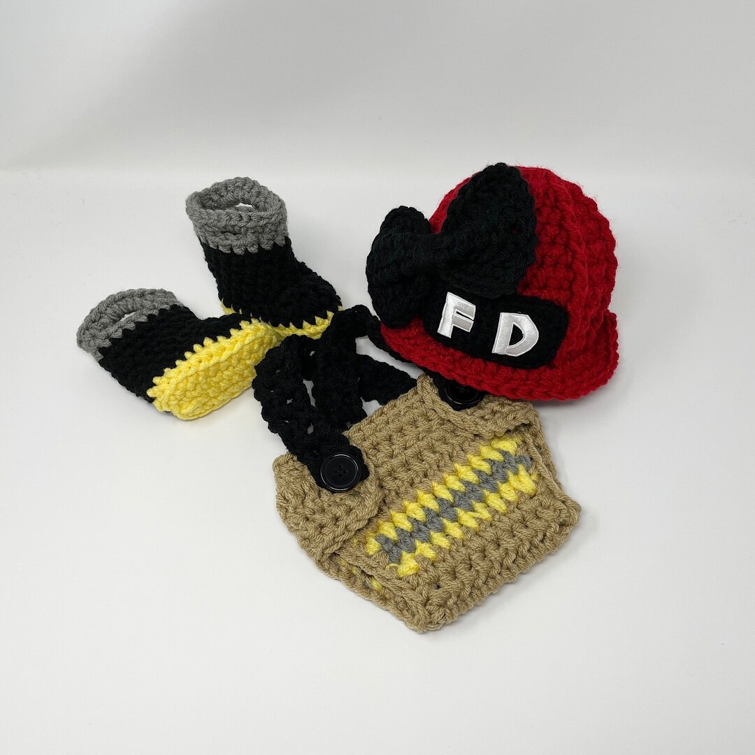 Baby Girl Firefighter Fireman Outfit 4pc Crochet Diaper Cover Set W ...