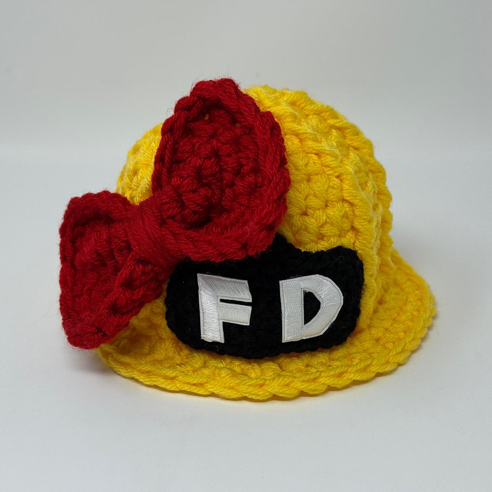 Baby Girl Firefighter Hat - Baby Firefighter Hat in Yellow With Red Bow ...