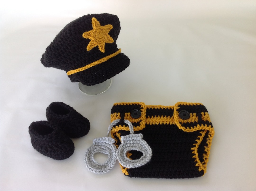 Baby Police Outfit in Black and Gold - Baby Sheriff Costume - Baby ...