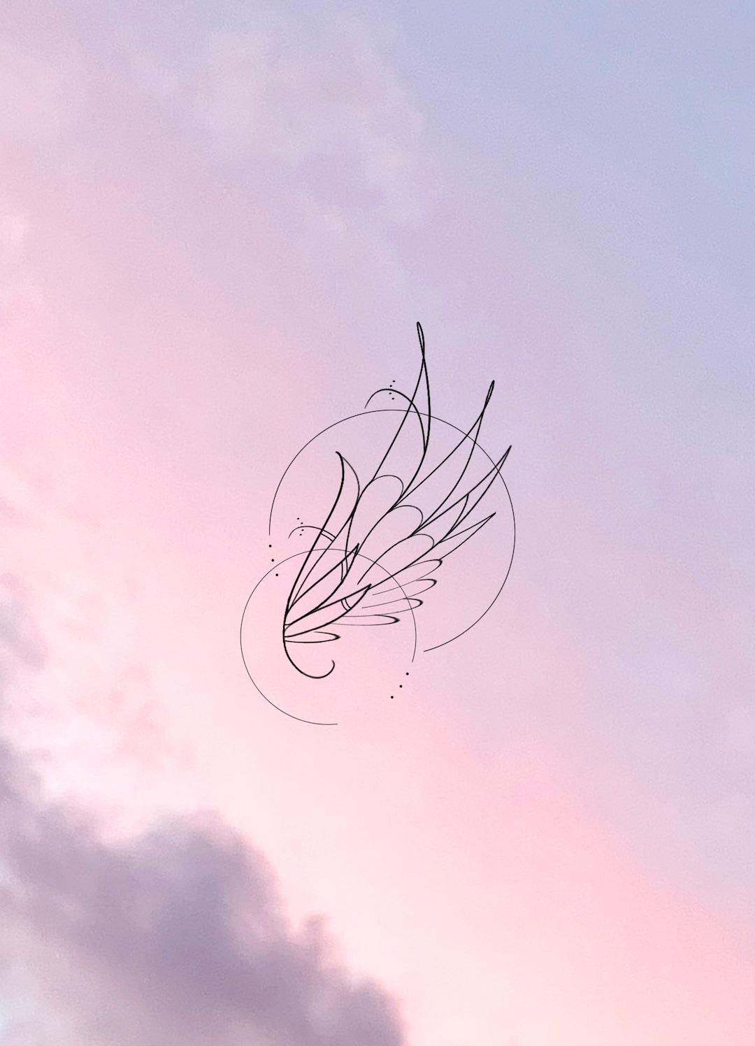 Custom Geometric Tattoo - Angel Wings Fine Line Drawing - Beautiful ...