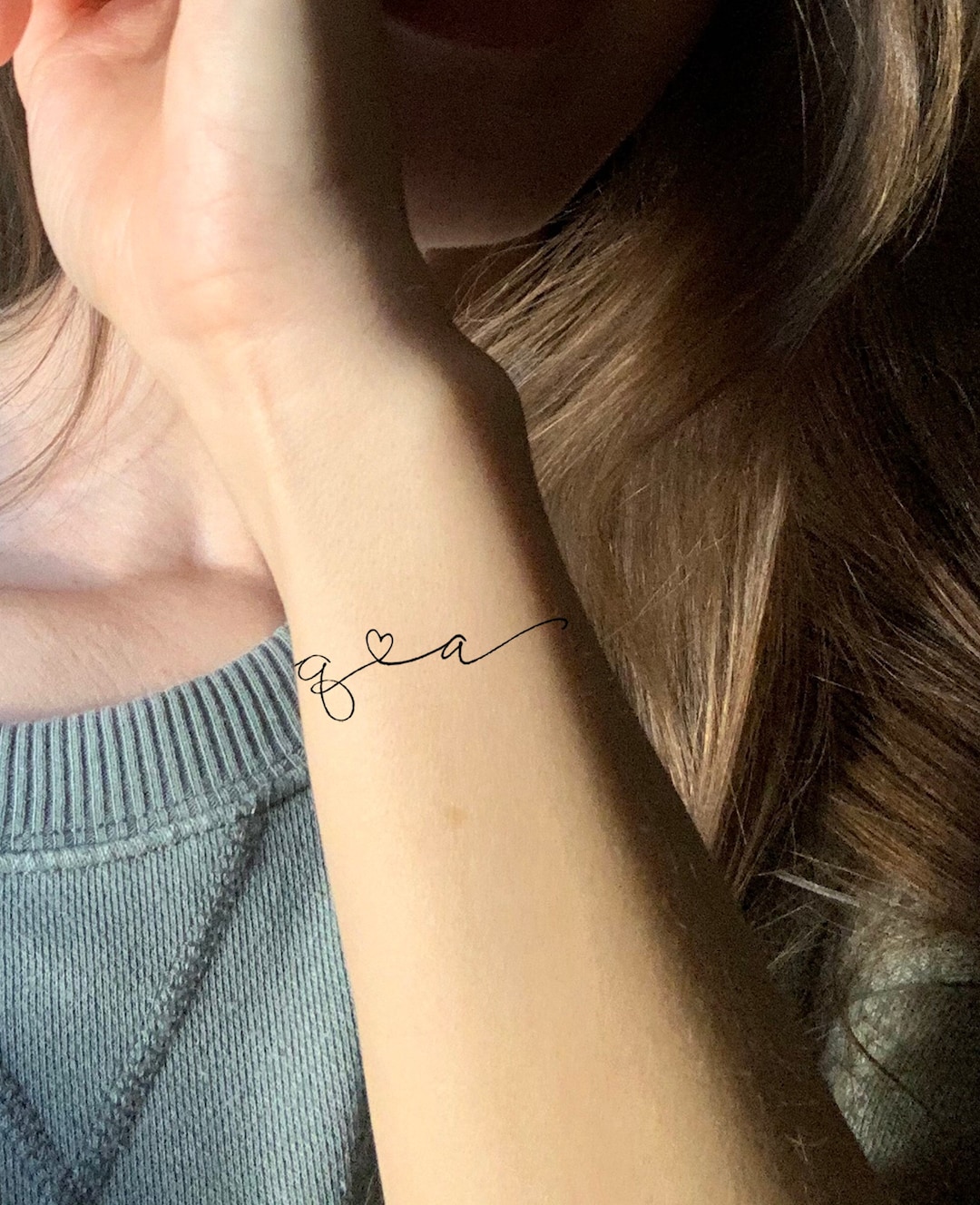 Initials Tattoo - Wedding Tattoo - Whimsical Delicate Heart Tattoo - Etsy