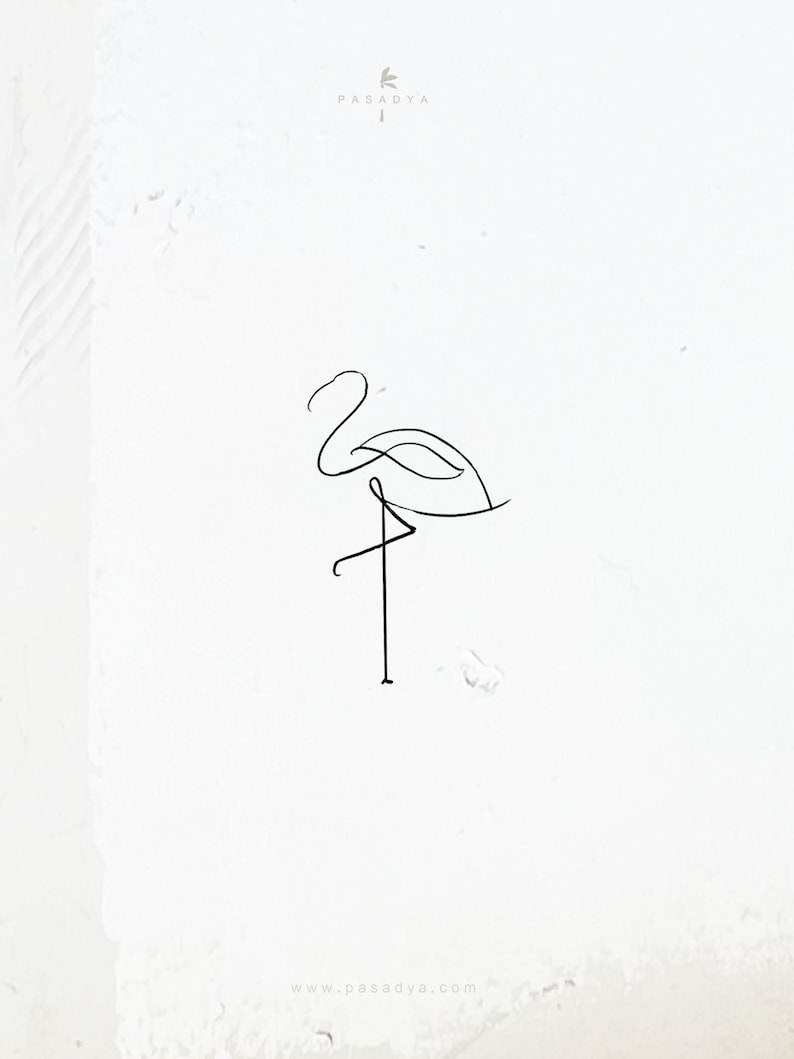 Flamingo Line Drawing Custom Flamingo Tattoo by Pasadya - Etsy