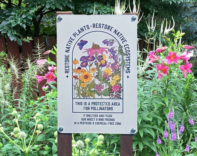 Native Plant Garden Sign, Protect Pollinators, Conservation, Outdoor ...