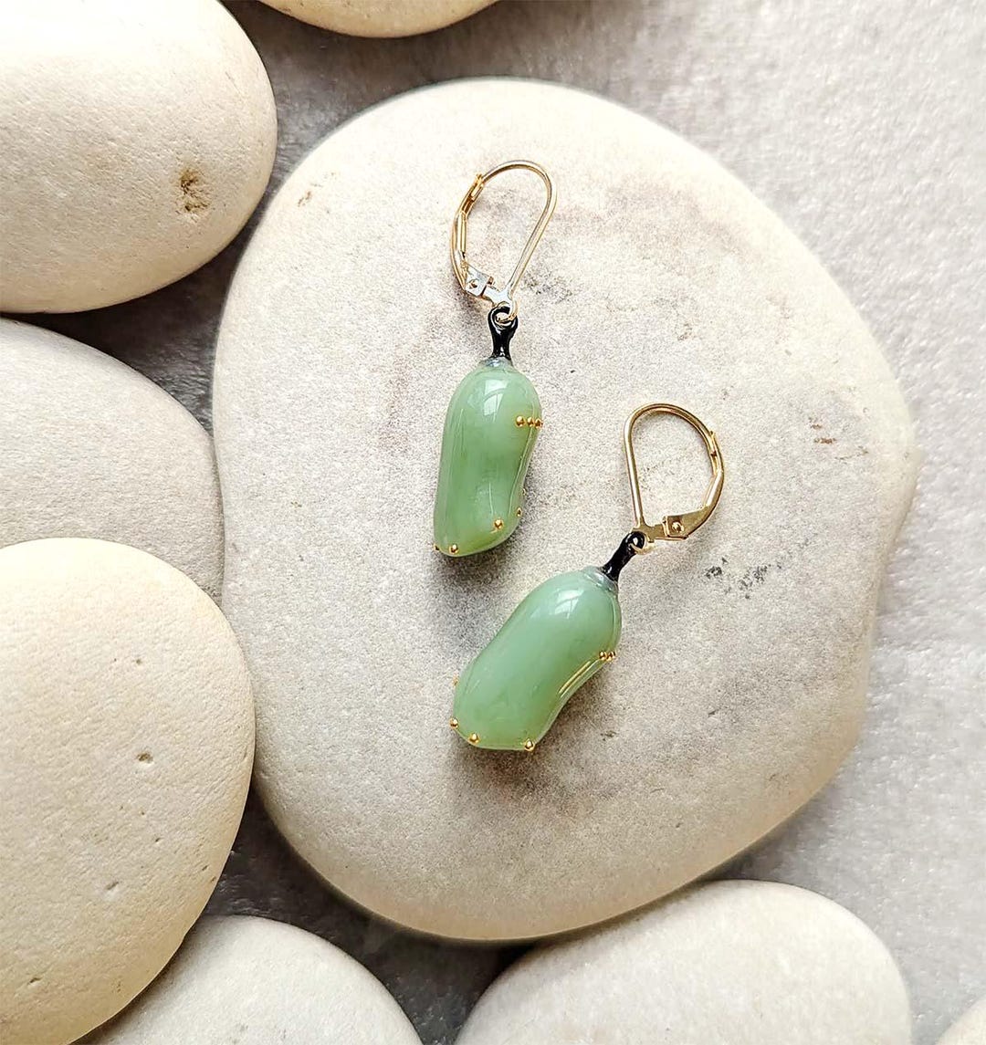 Monarch Chrysalis Earrings—24k Gold & Glass Monarch Butterfly Jewelry—a ...