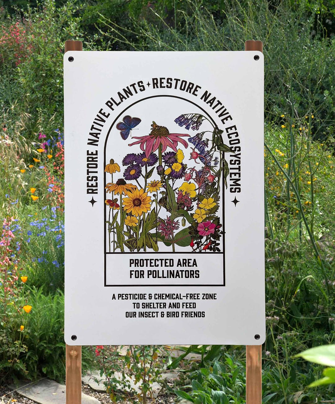Metal Native Plant Garden Sign, Protect Pollinators, Conservation ...