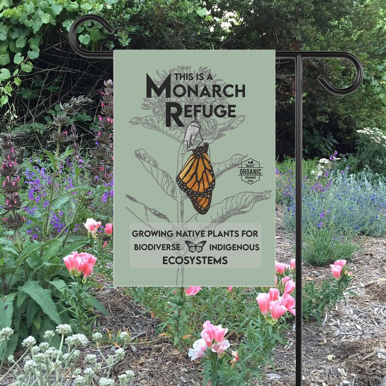 Monarch Refuge Garden & House Banner, Save the Monarchs Native Plant ...