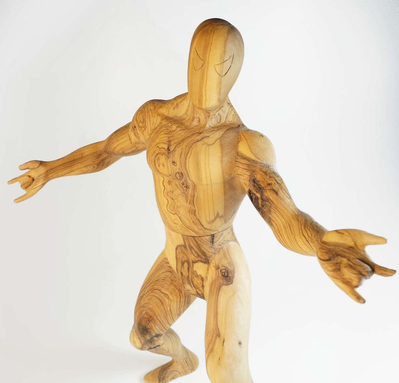 Spiderman /gift Olive Wood ,carving/ Hancrafted ,marvel Heroes ,marvel ...