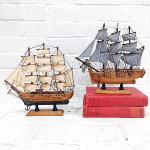 Vintage Model Ship Figurine // Choose ONE Wooden Small Model Schooner ...