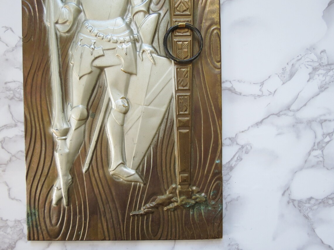 Vintage Brass Knight Wall Hanging in Brass and Silver // Vintage ...