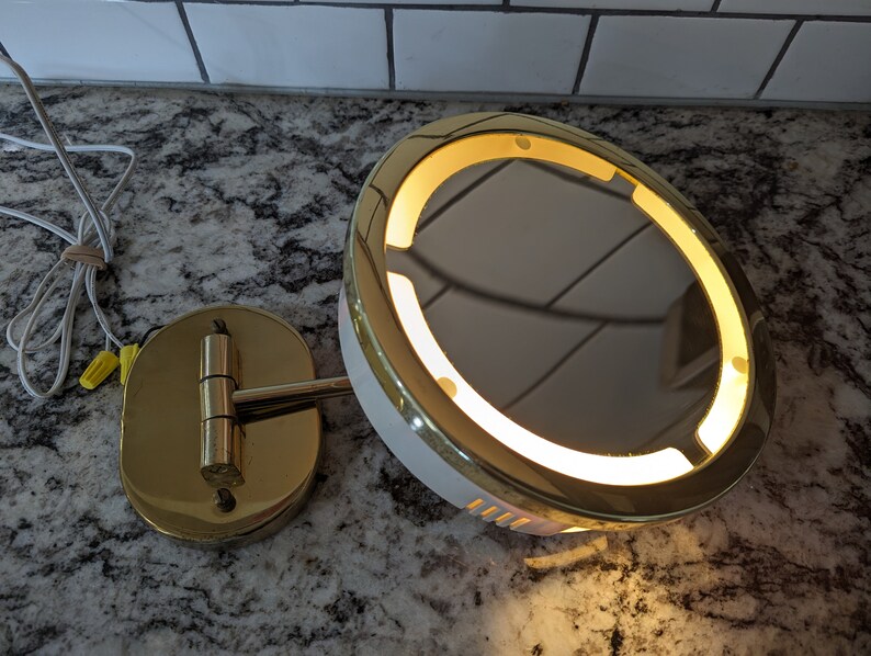 Vintage Magnifying Mirror // Baci by Remcraft Swiveling Lighted ...